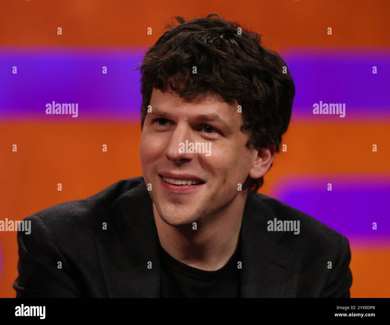 EDITORIAL USE ONLY. Jesse Eisenberg during the filming for the Graham ...