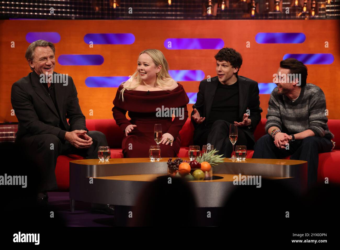 EDITORIAL USE ONLY. (left to right) Daniel Craig, Nicola Coughlan, Jesse Eisenberg and Kieran ...