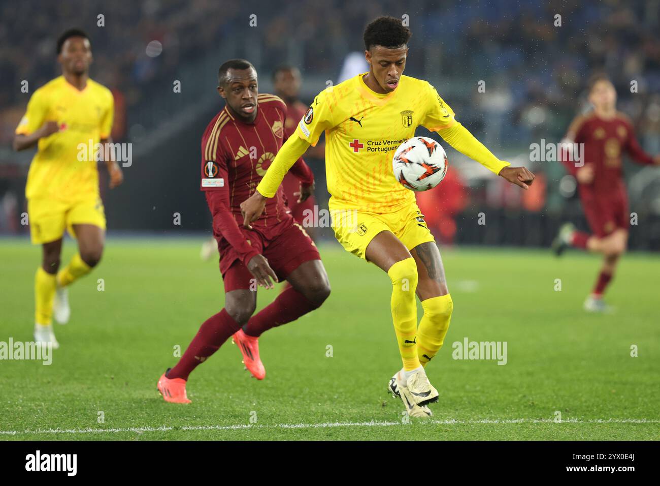 Rome, Italy 12.12.2024: Saud Abdulhamid of Roma, Robson Bambu of Braga ...