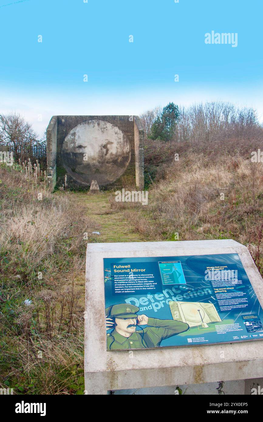 Fulwell sound acoustic mirror, used in first world war WWI to detect ...
