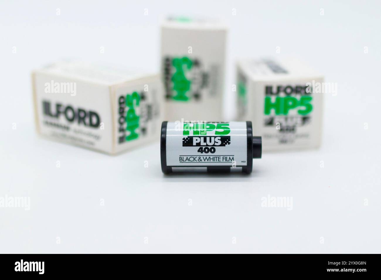 close up isolated shot of vintage Ilford HP5 black and white monochrome ...