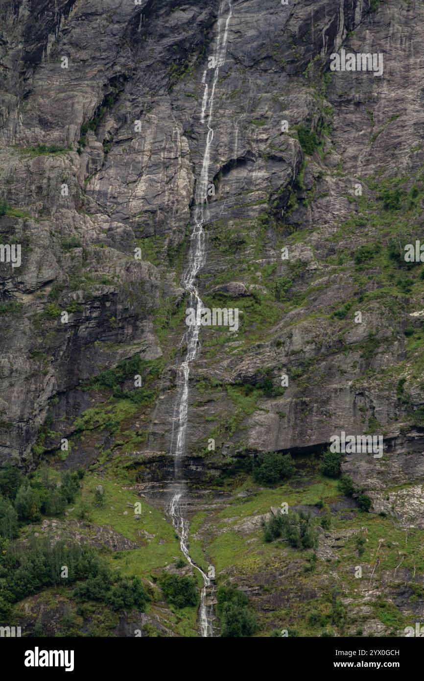 A close-up shot of a waterfall, where the cascading water crashes ...