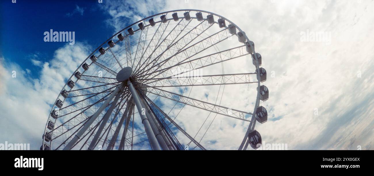 Panoramic image of a Ferris Wheel on the Puget Sound waterfront ...