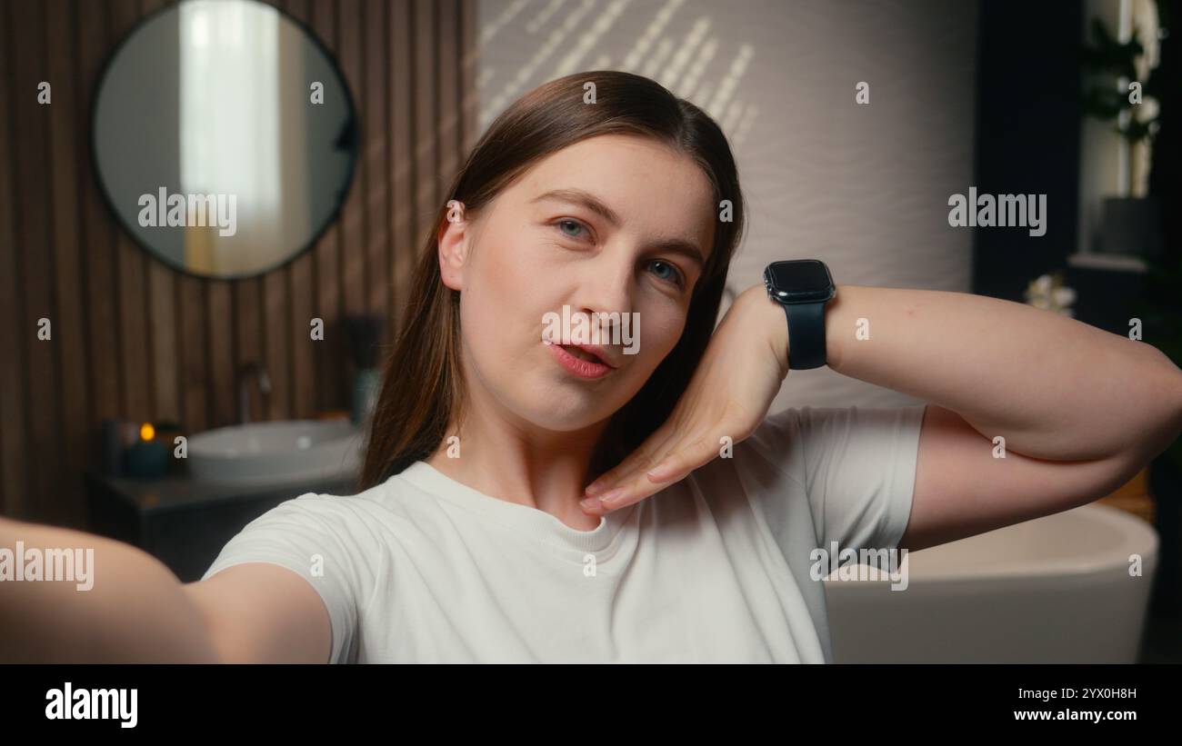 Caucasian woman beauty blogger vlogger model influencer selfie photo ...