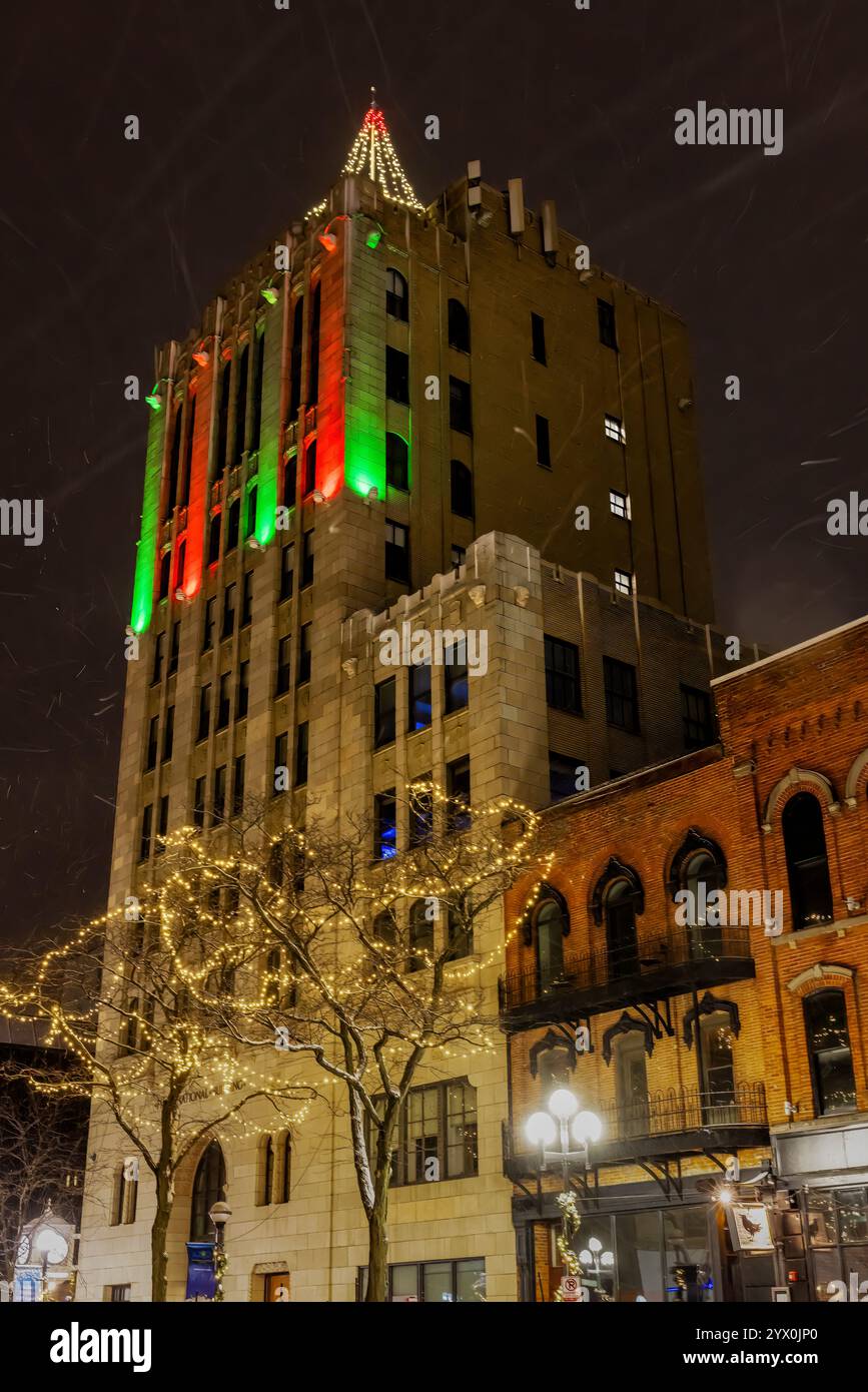First National Bank building lit for Christmas in Ann Arbor, Michigan ...