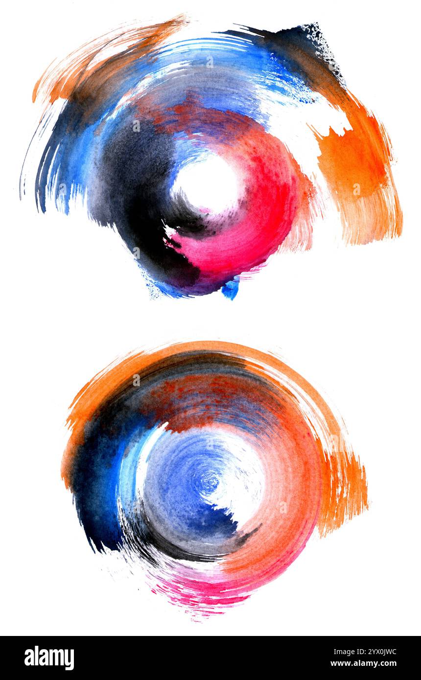 Abstract circular watercolor shapes in many colors Stock Photo - Alamy