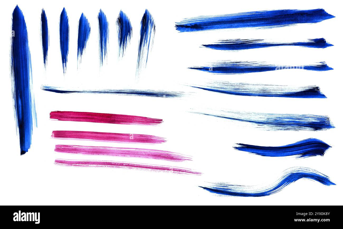 Set of various watercolor brushes in blue and purple color Stock Photo ...