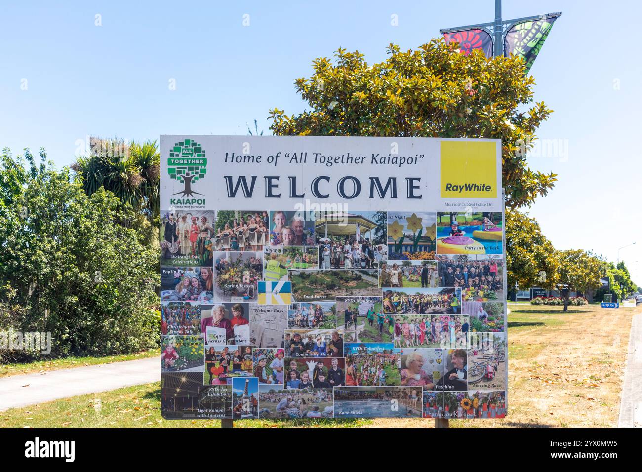 Welcome to Kaiapoi sign, Main North Road, Kaiapoi, Canterbury, South ...