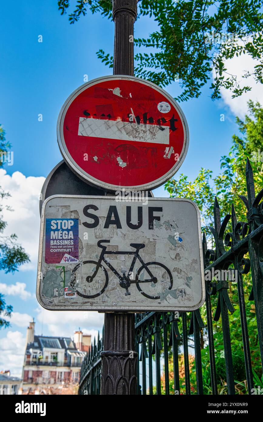 No Entry sign in the Montmartre district of Paris, France. One of the ...