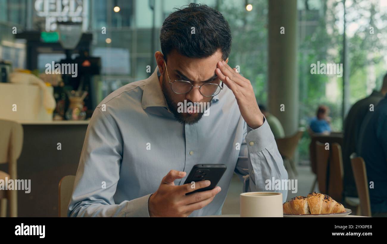 Indian business man guy Arabian businessman male user visitor in cafe ...