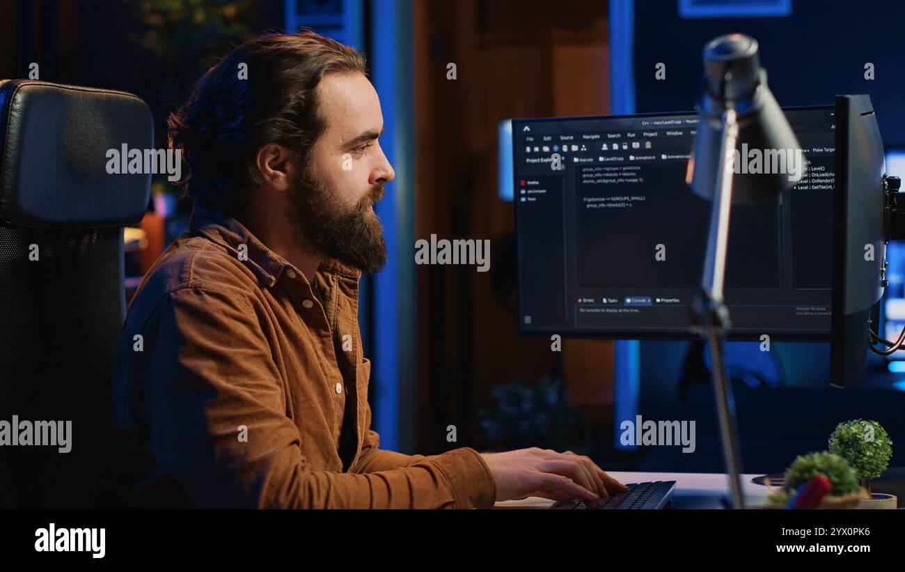 Positive programmer smiling solving hi-res stock photography and images ...
