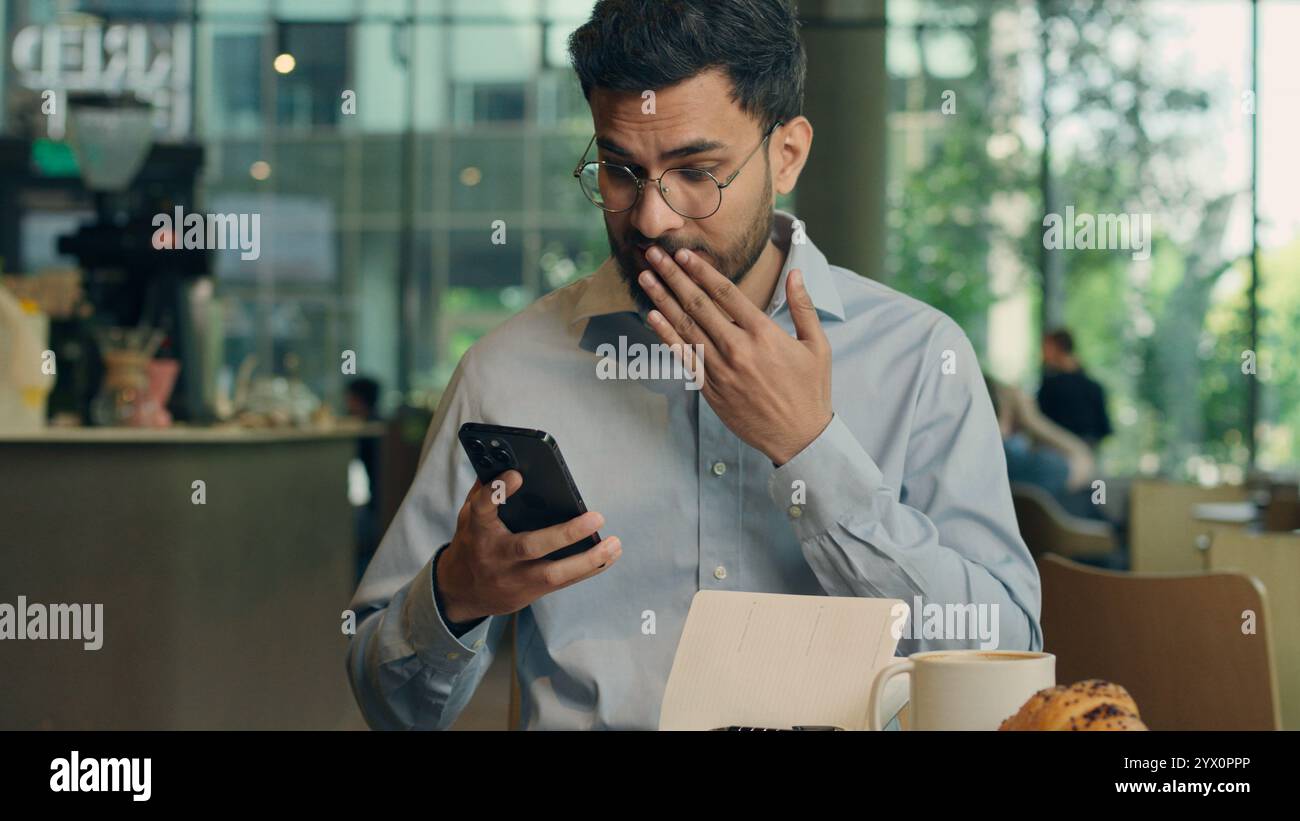 Indian business man guy Arabian businessman male user visitor in cafe ...