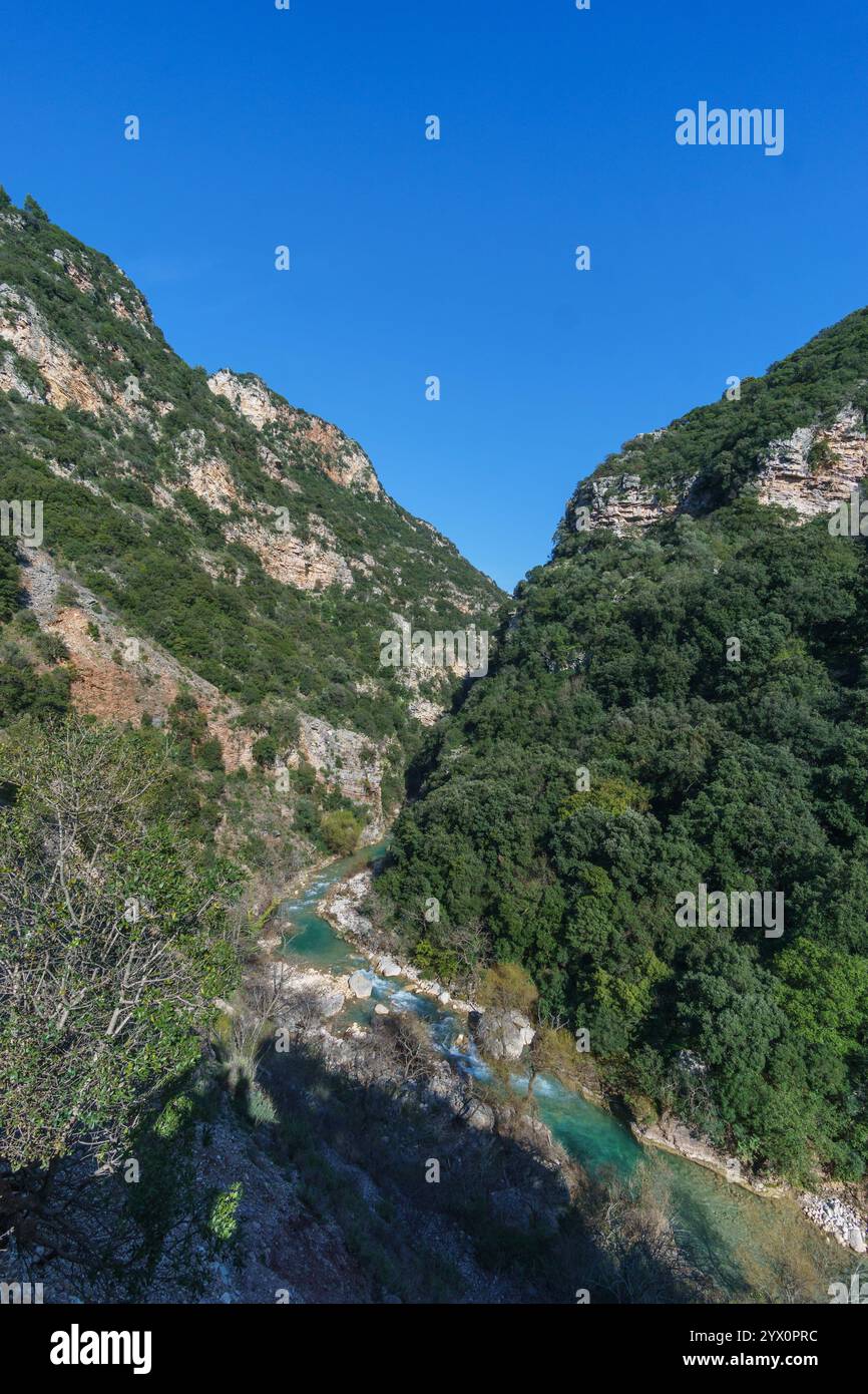 Beautiful valley with river of Neda with waterfalls in the rural ...