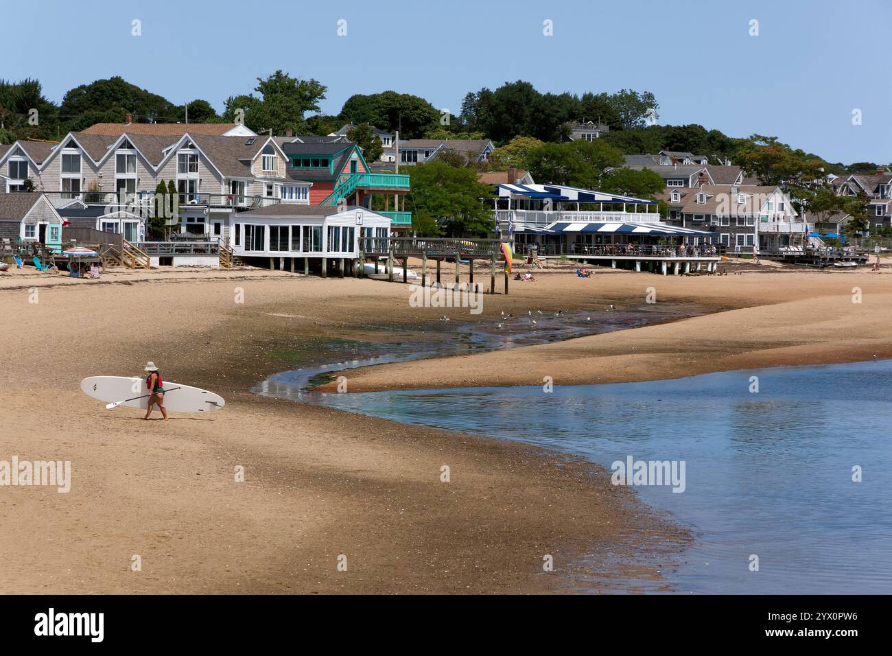 Provincetown, Massachusetts East End at low tide. Homes, bars ...