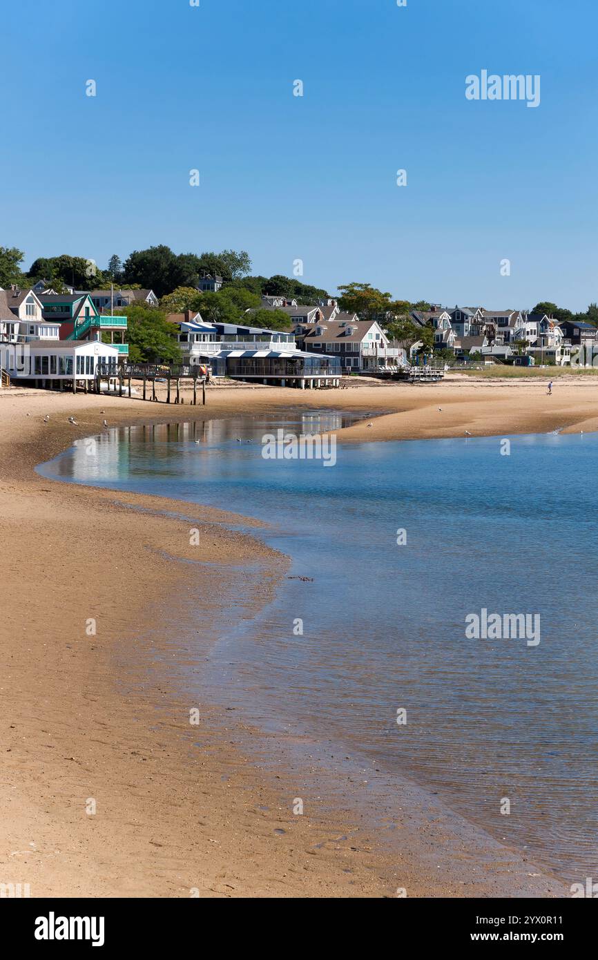 Provincetown, Massachusetts east end at low tide. Homes, bars ...