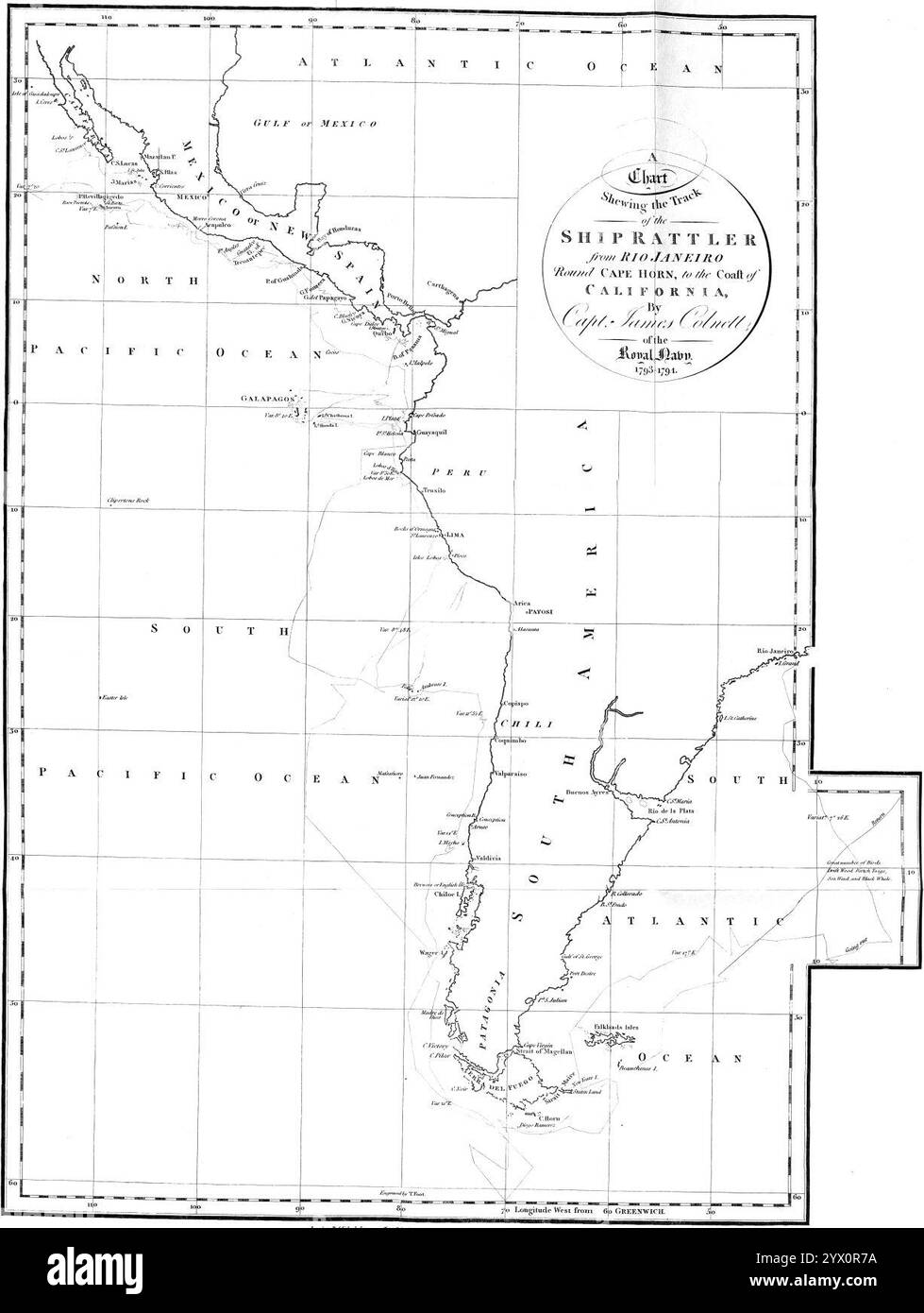 Colnett - Voyage to the South Pacific (IA cihm 33242) Map 4 Stock Photo ...