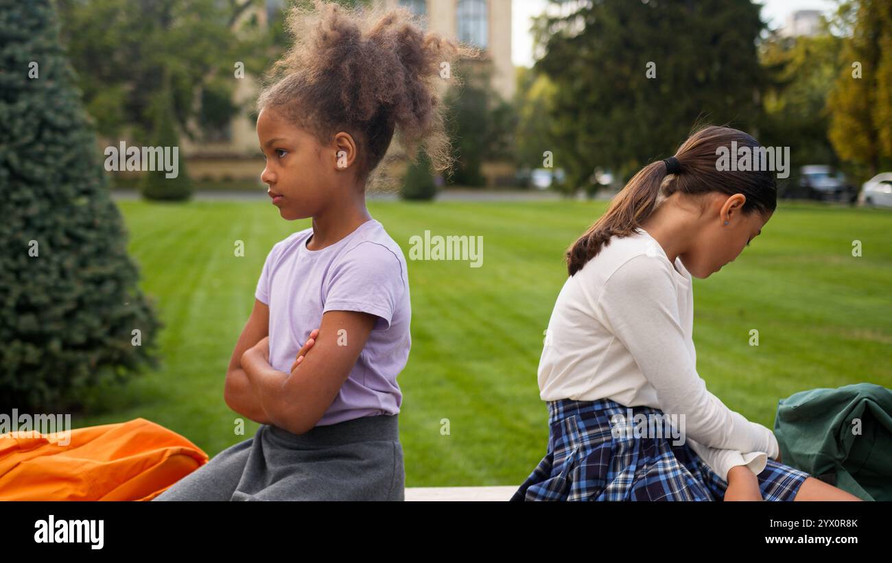 Friends breakup little girls kids children schoolgirls female pupils ...