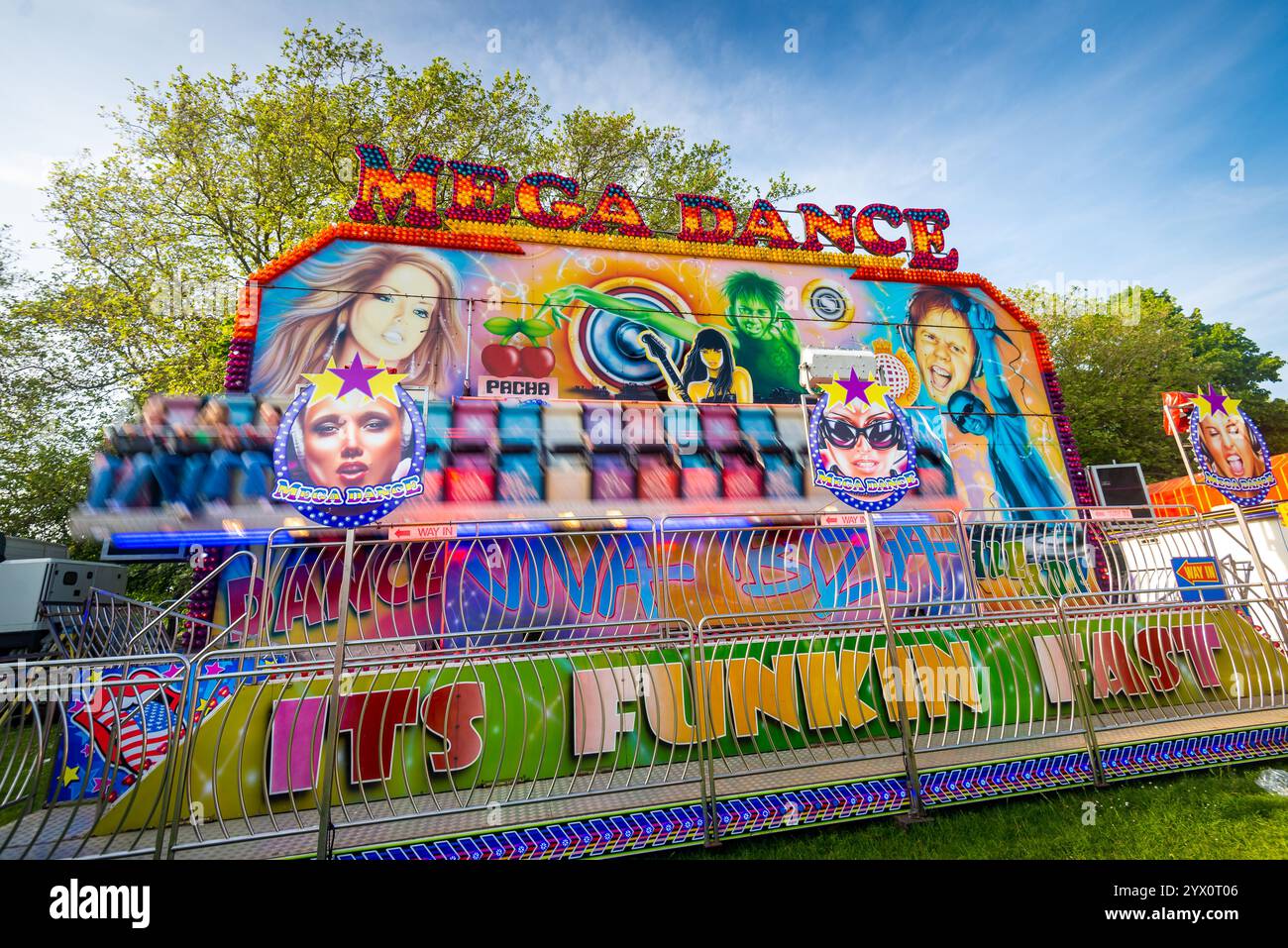 Mega Dance thrilling fast fairground ride at traditional British ...