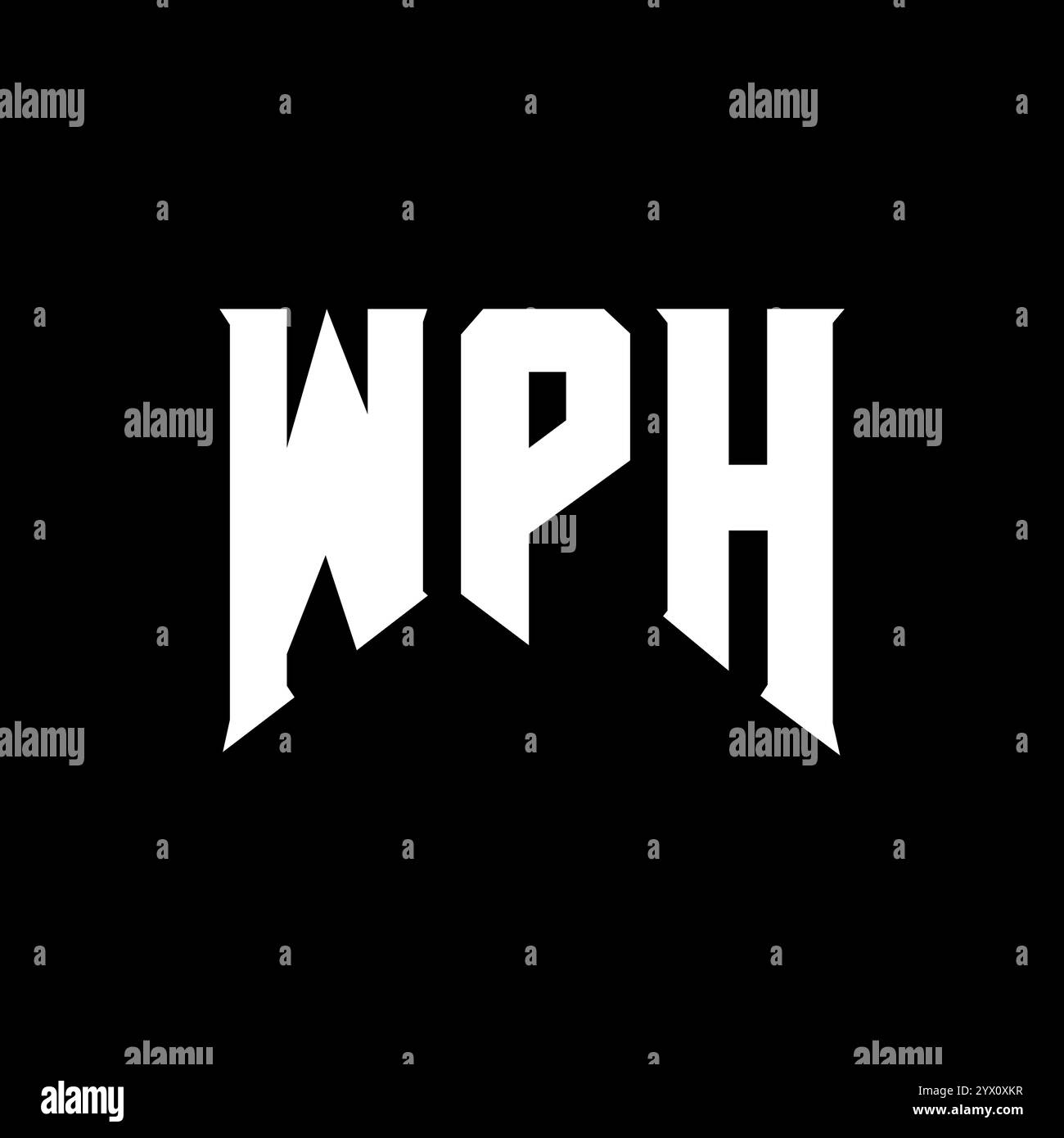 WPH letter logo design for technology company. WPH logo design black and white color combination ...