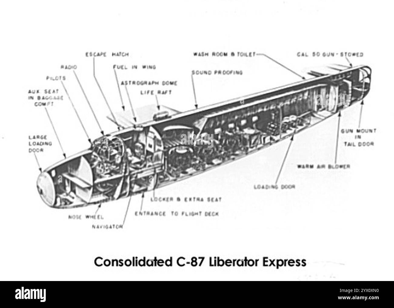 Consolidated C-87 Liberator Express fuselage drawing Stock Photo - Alamy