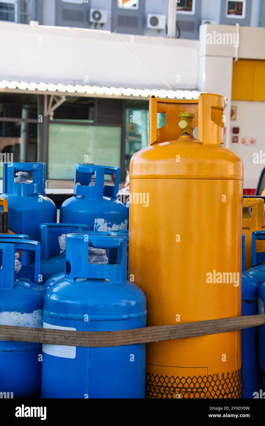liquified gas bottles, Liquefied Gas Cylinder, at a gas petrol station ...
