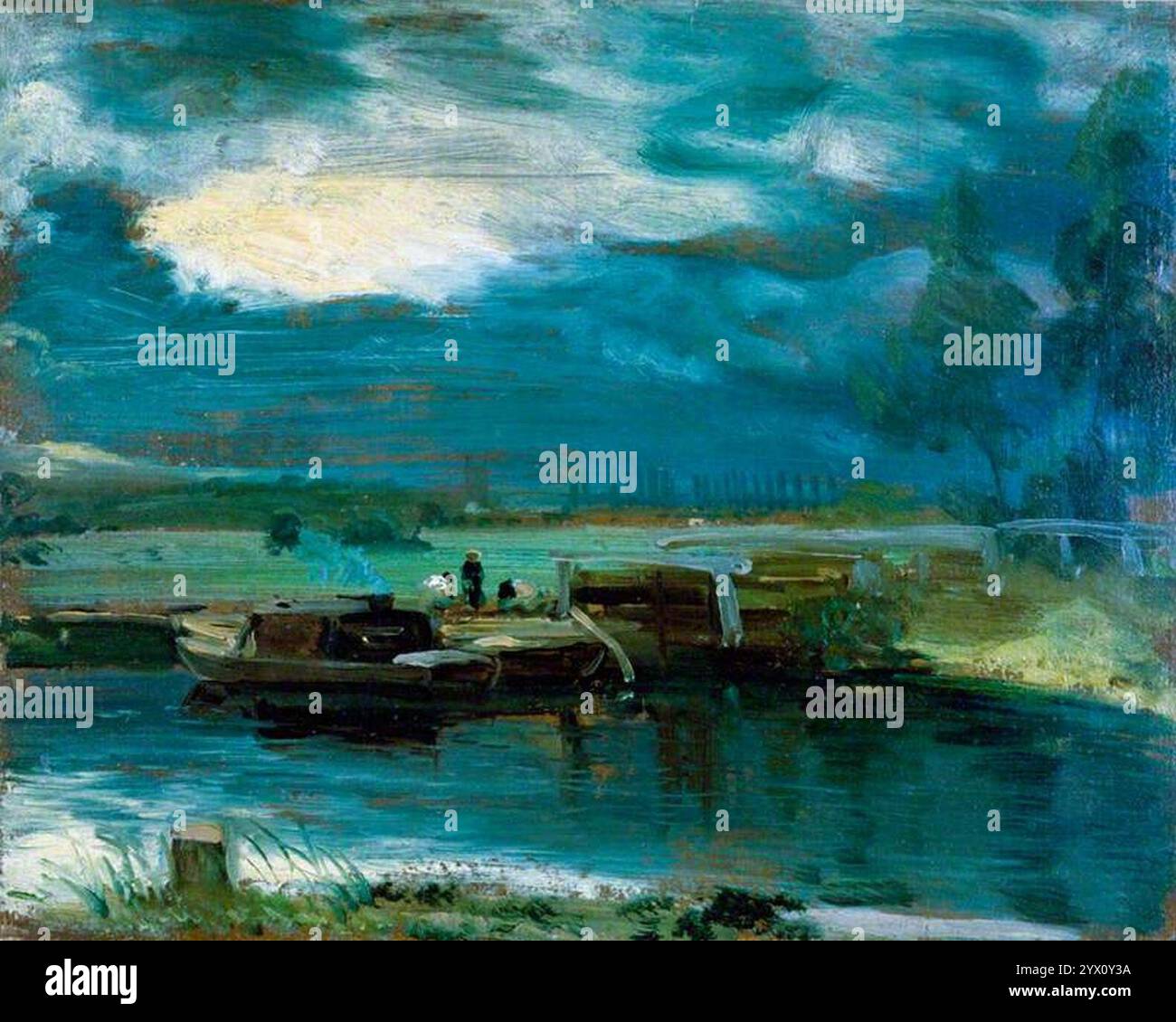 Constable - Barges on the Stour with Dedham Church in the Distance, c ...