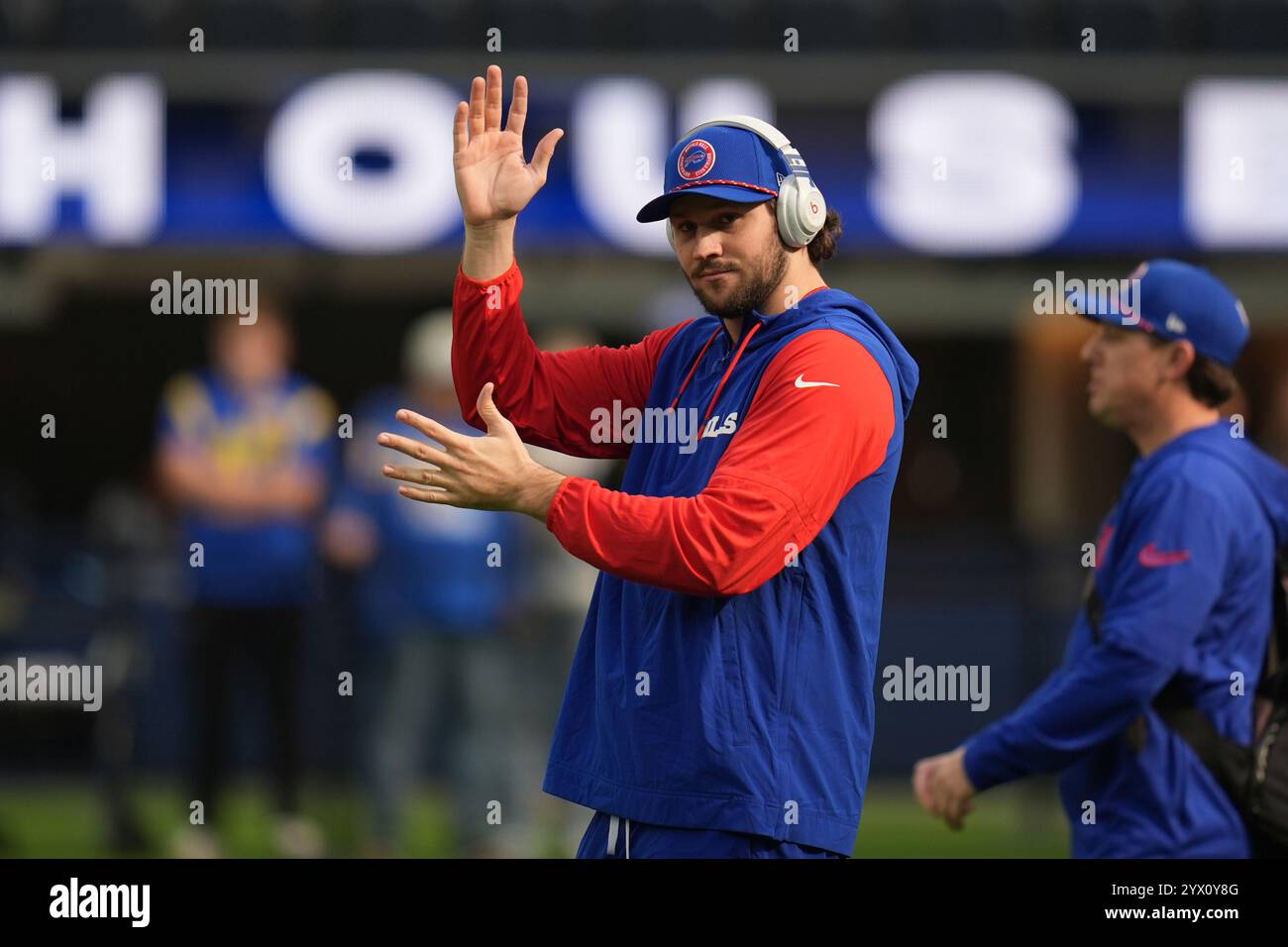 Buffalo Bills quarterback Josh Allen waves to fans pregame of an NFL ...