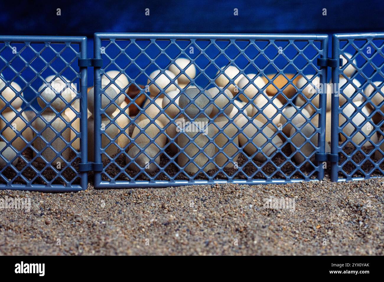 Fence and Wooden Figures, Representation of Migration Hardships Stock ...