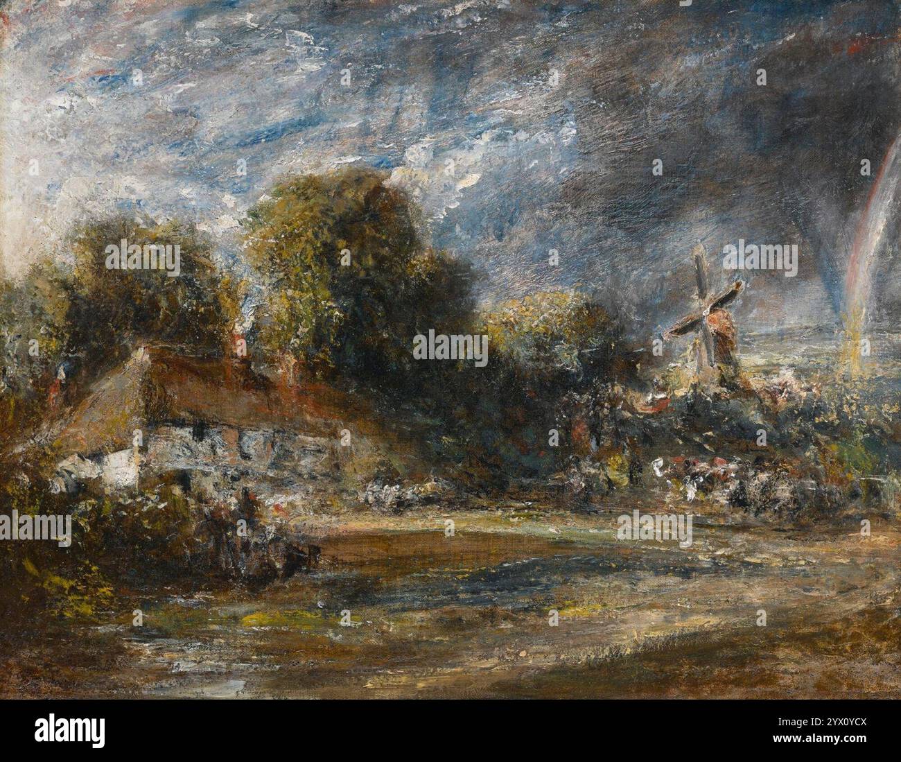 Constable - LANDSCAPE WITH A RED-TILED COTTAGE, A WINDMILL AND A ...