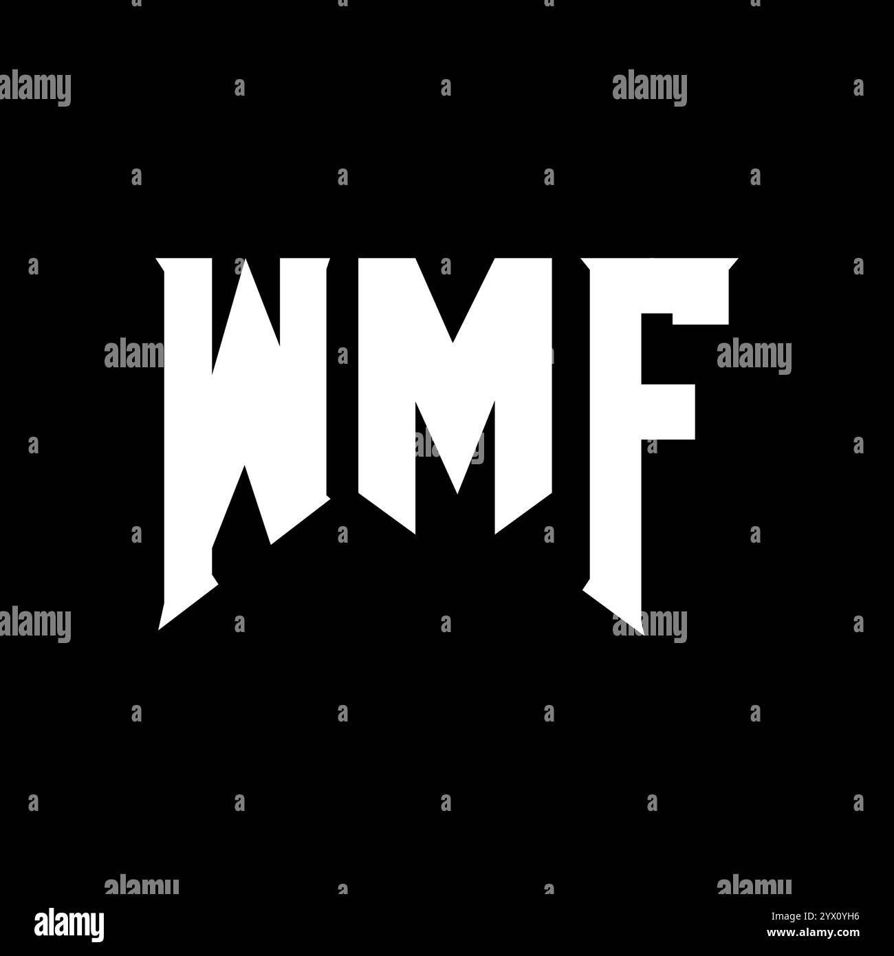 WMF letter logo design for technology company. WMF logo design black and white color combination ...