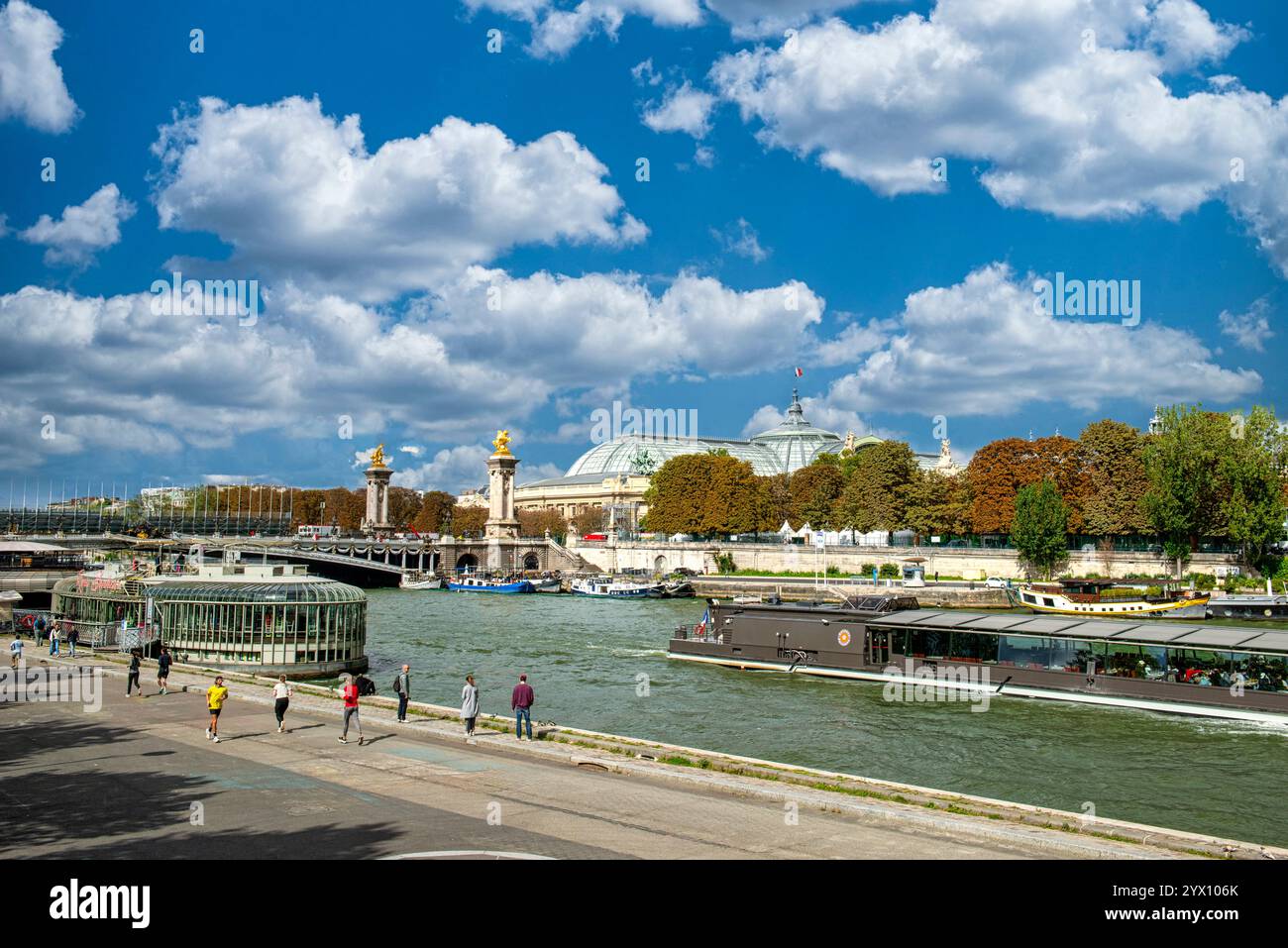 A view of the Pont Alexandre III arched bridge and the Grand Palais on ...