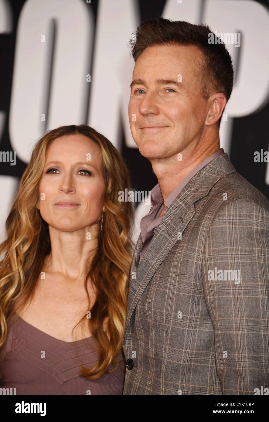 HOLLYWOOD, CALIFORNIA - DECEMBER 10: Ed Norton (R) and Shauna Robertson ...