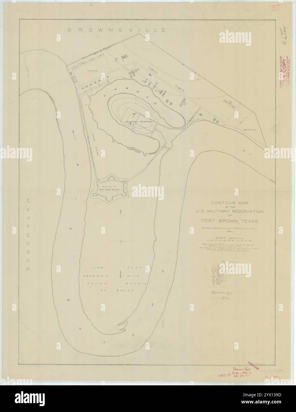 Contour Map of the United States Military Reservation of Fort Brown ...
