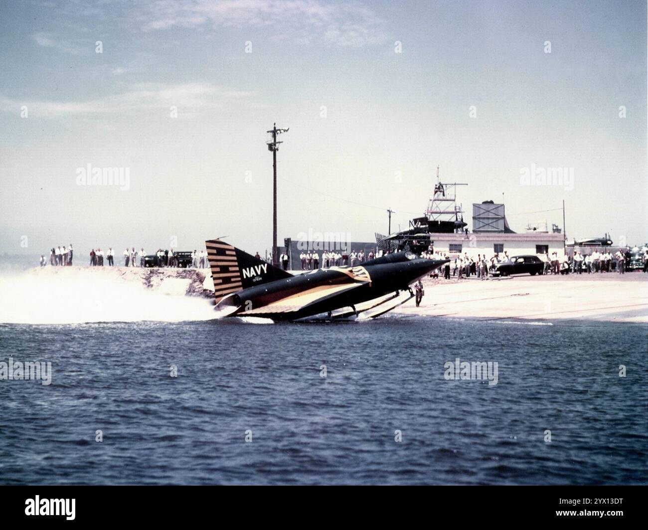 Convair XF2Y-1 Sea Dart landing on shore Stock Photo - Alamy