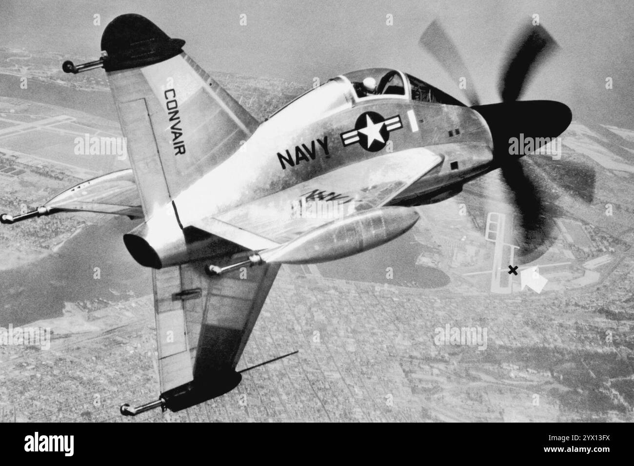 Convair XFY-1 in flight Stock Photo - Alamy