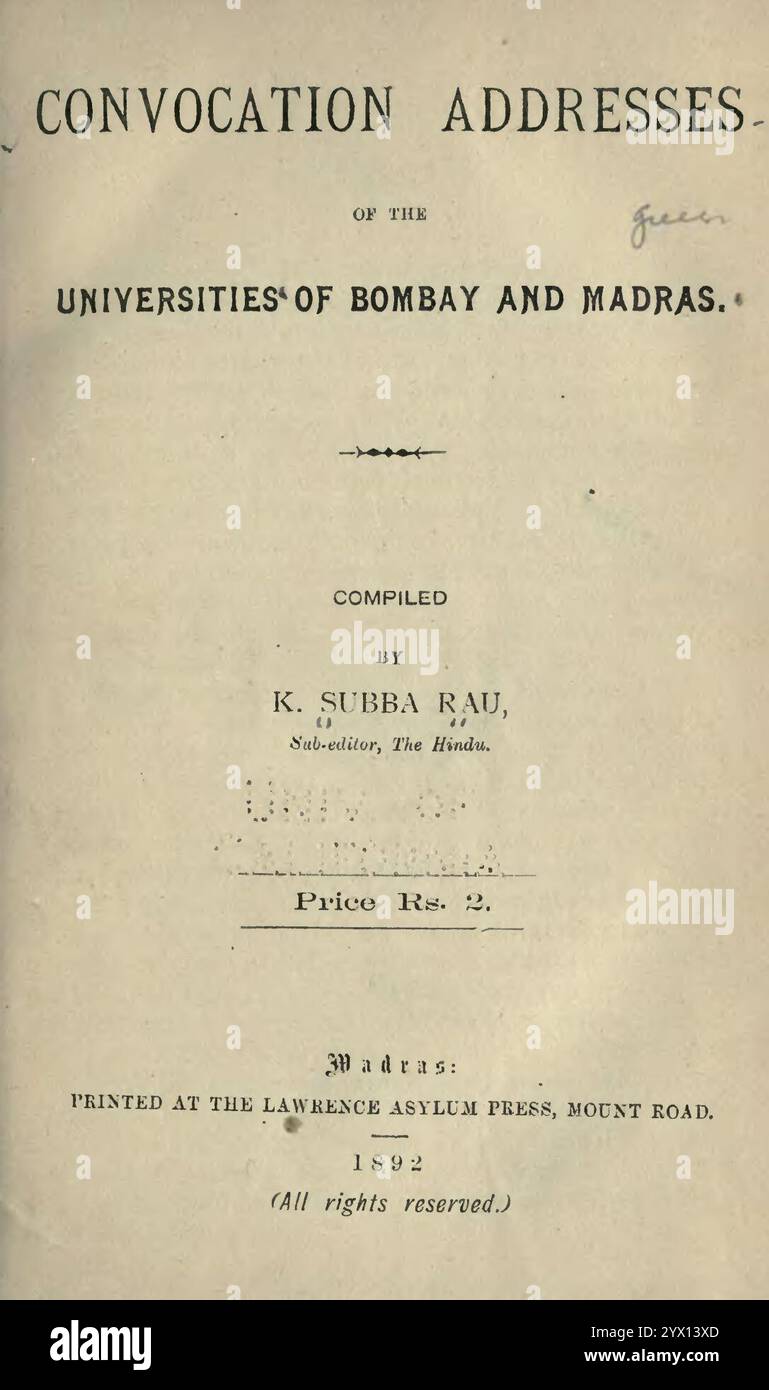 Convocation Addresses of the Universities of Bombay and Madras title ...