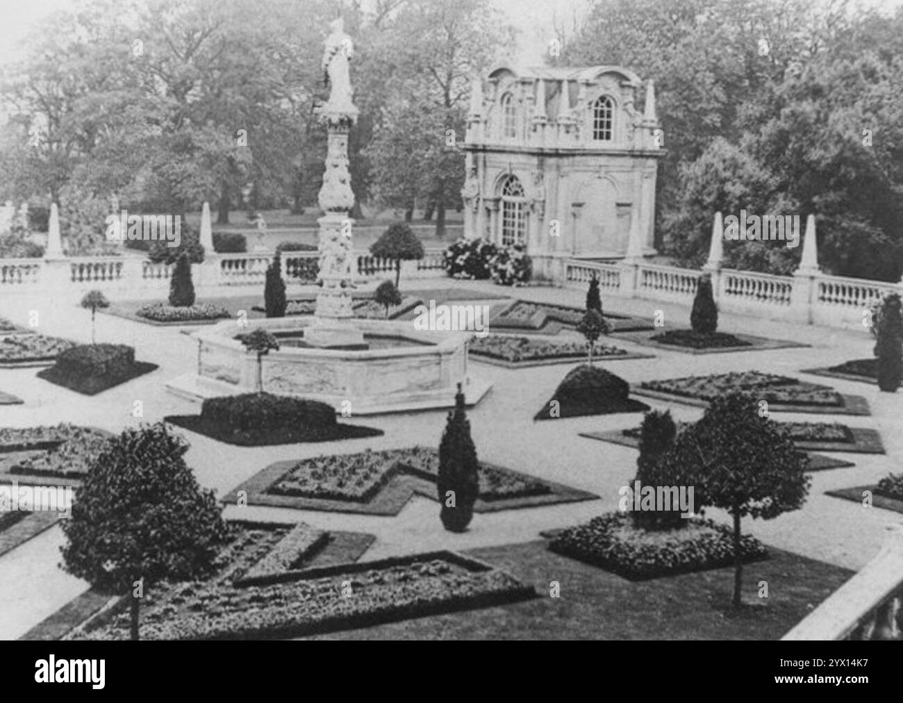 Copped Hall, Essex, garden northwest from house terrace pre-1910 Stock ...