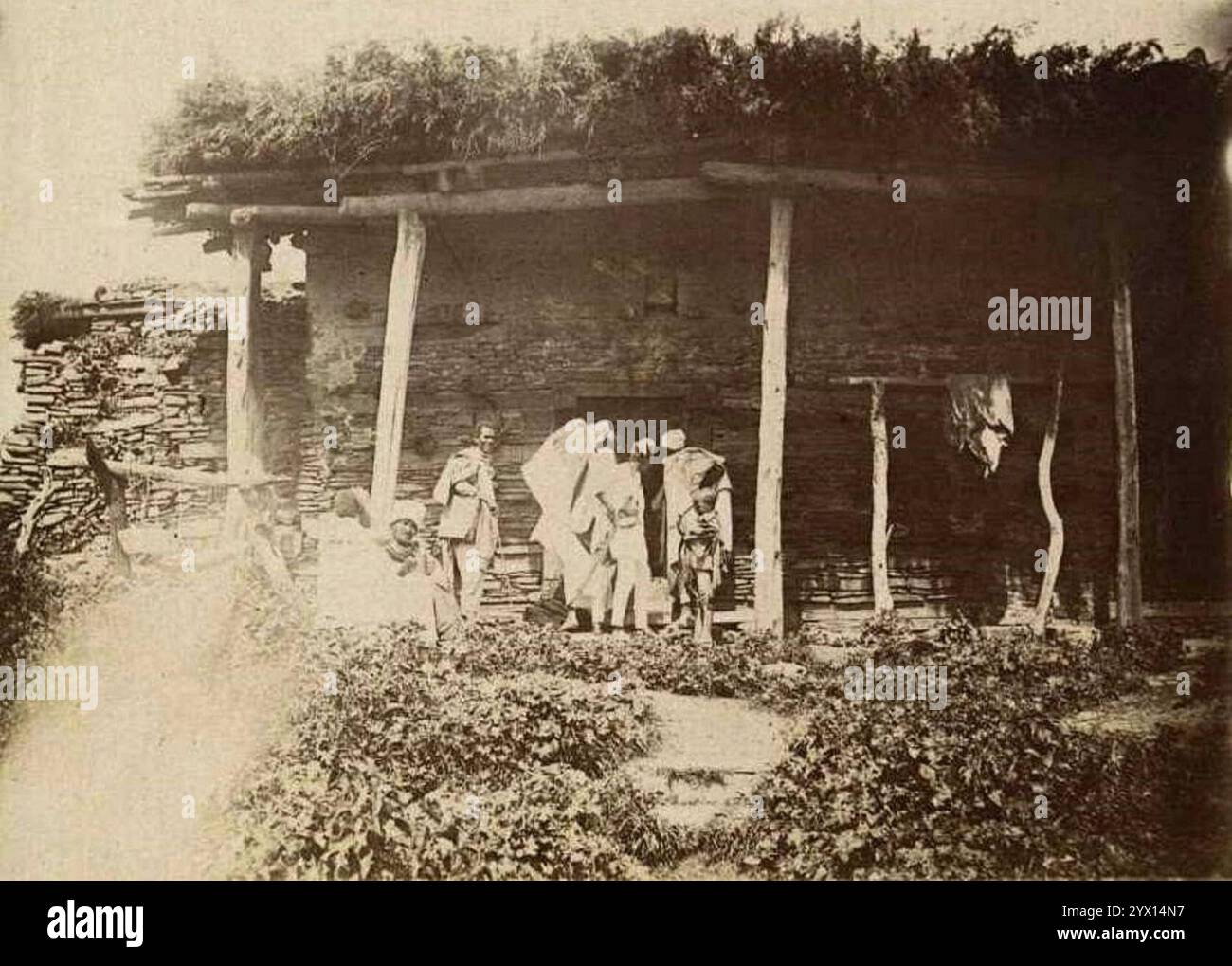 Coptic and faithful Orthodox priests facing the Axumite church Enda ...
