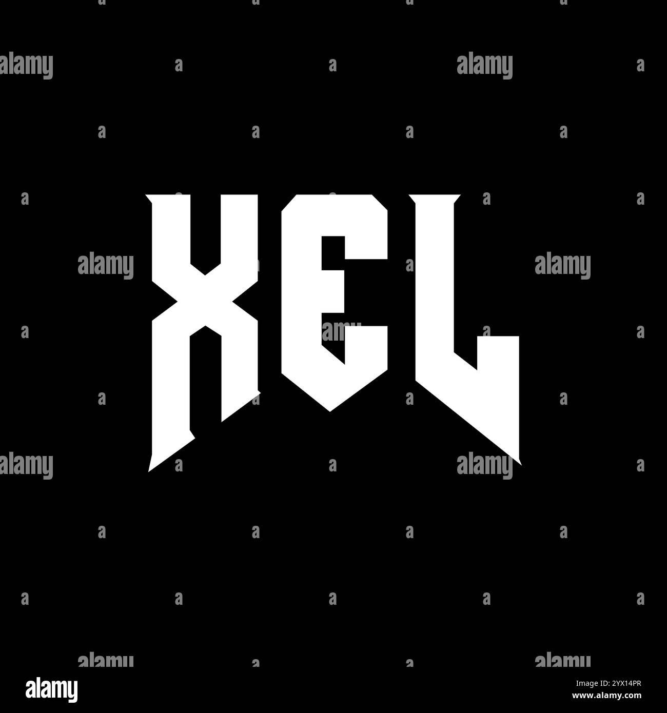 XEL letter logo design for technology company. XEL logo design black and white color combination ...