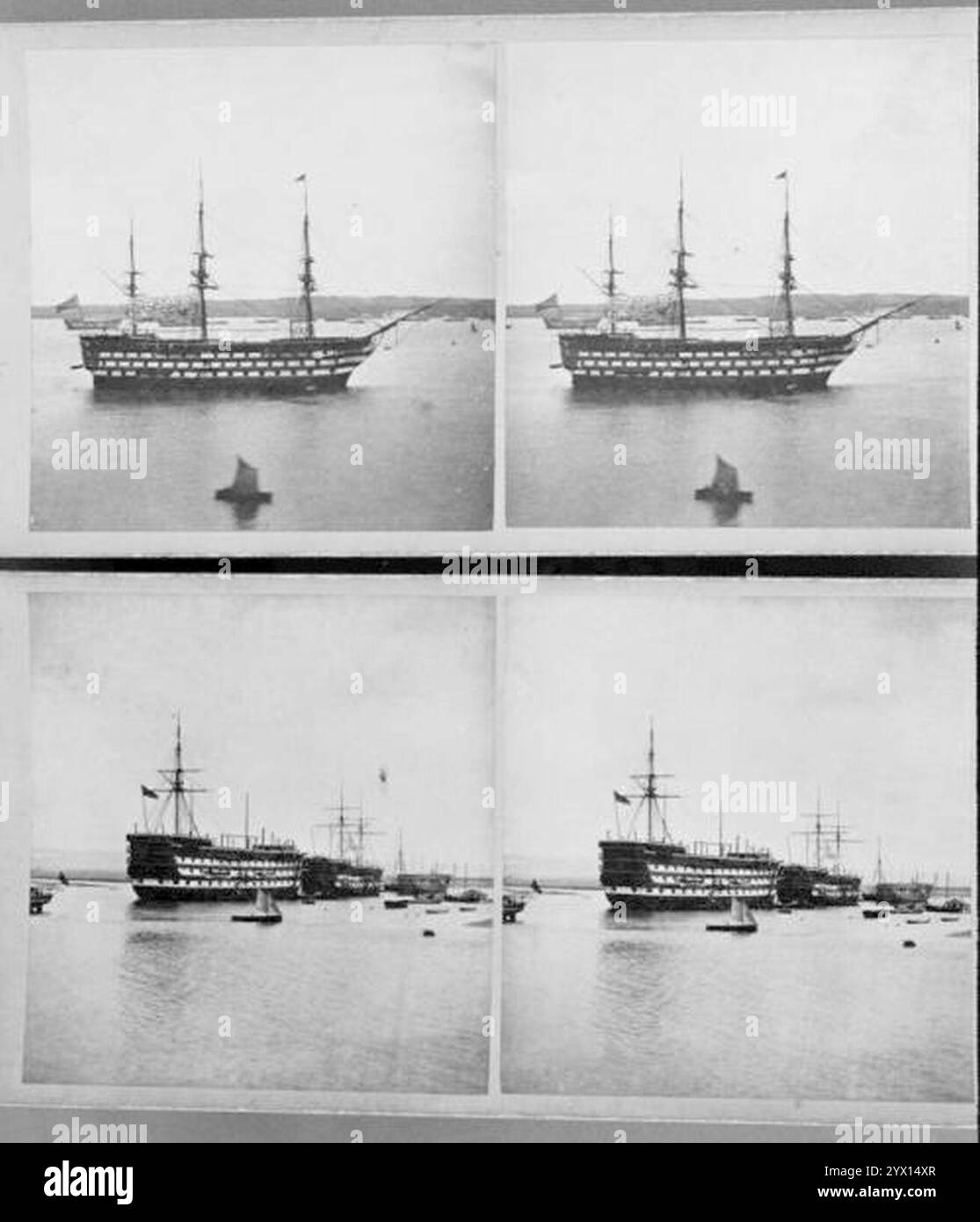 Copy Two Stereo Negatives- Upper Ship Identified as HMS Impregnable ...