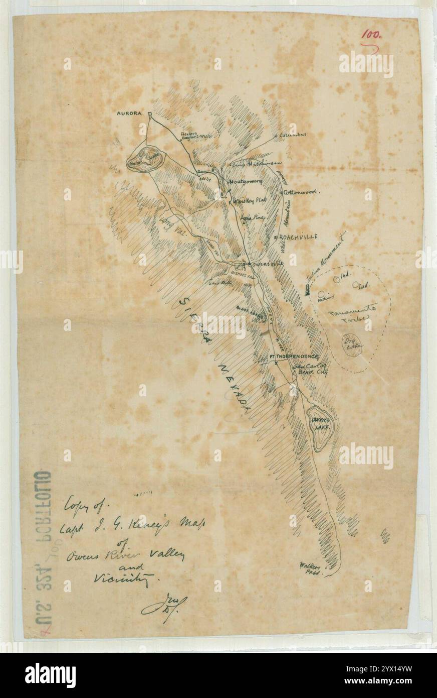 Copy of Capt. J.G. Keney's Map of Owen's River Valley and Vicinity ...