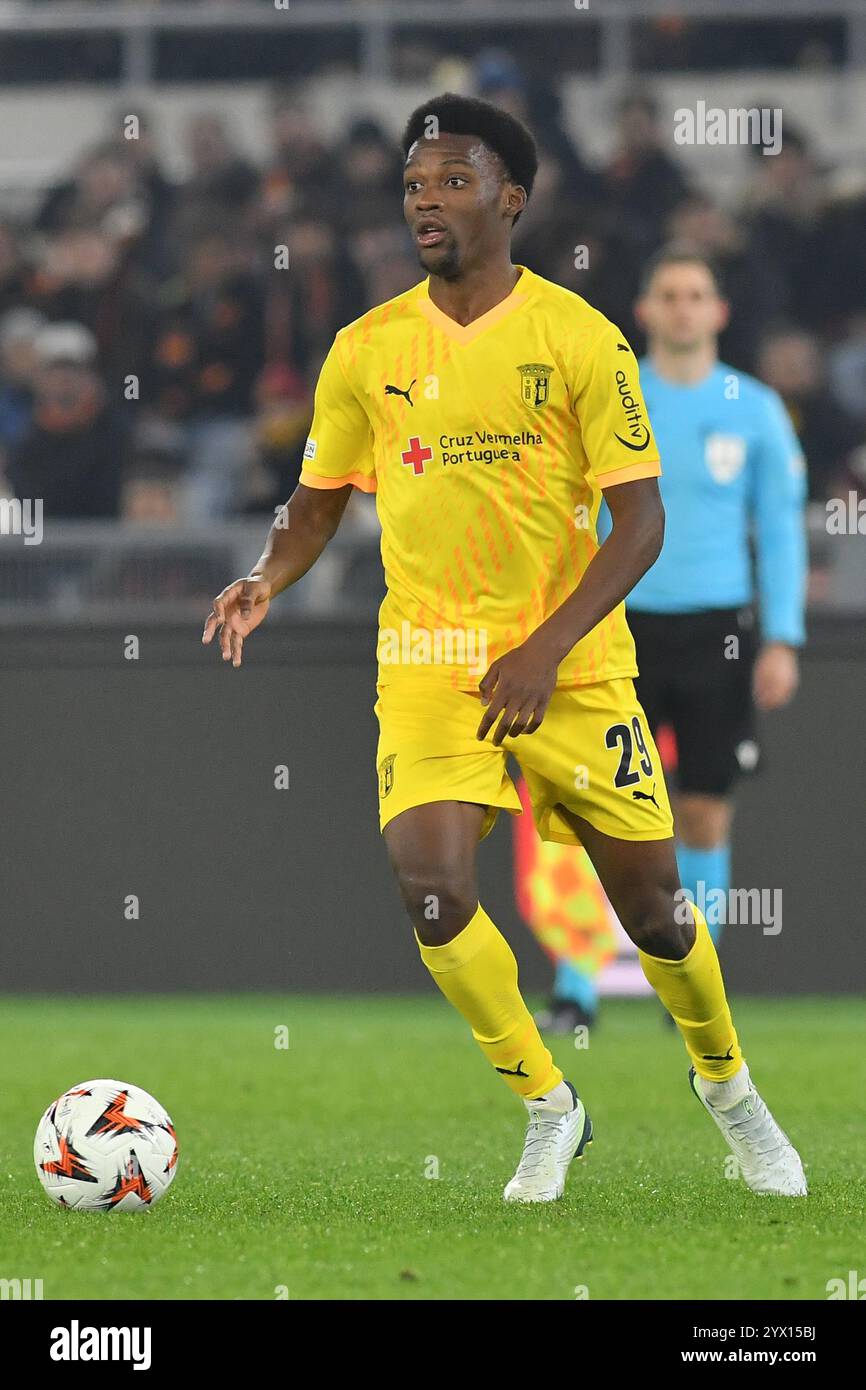 Rome, Lazio. 12th Dec, 2024. Jean-Baptiste Gorby of Sporting Braga ...