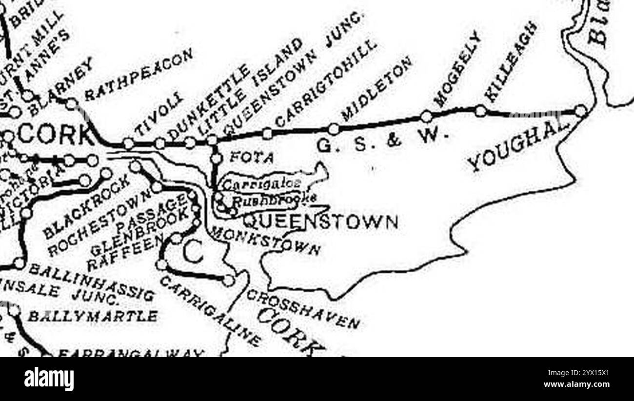 Cork and Youghal Railway (from Viceregal Commission 1906 map Stock ...