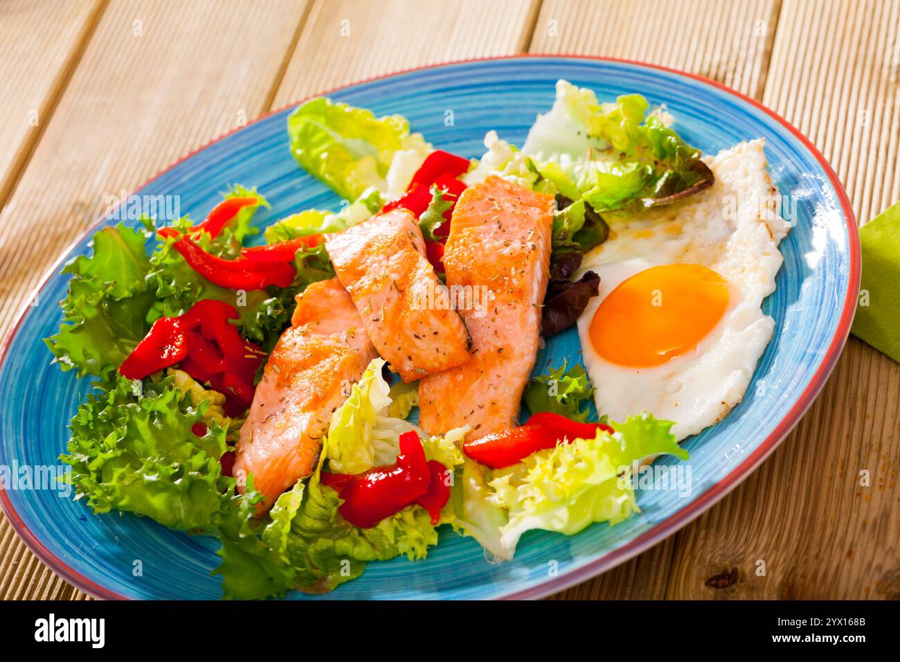 Light dietary breakfast of trout fillet Stock Photo - Alamy