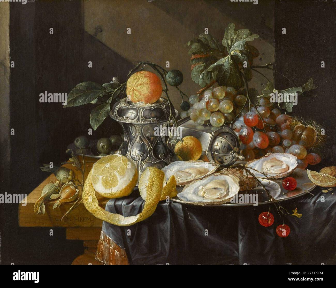 Cornelis de Heem - Still life with oysters, salt cellar, caster and ...