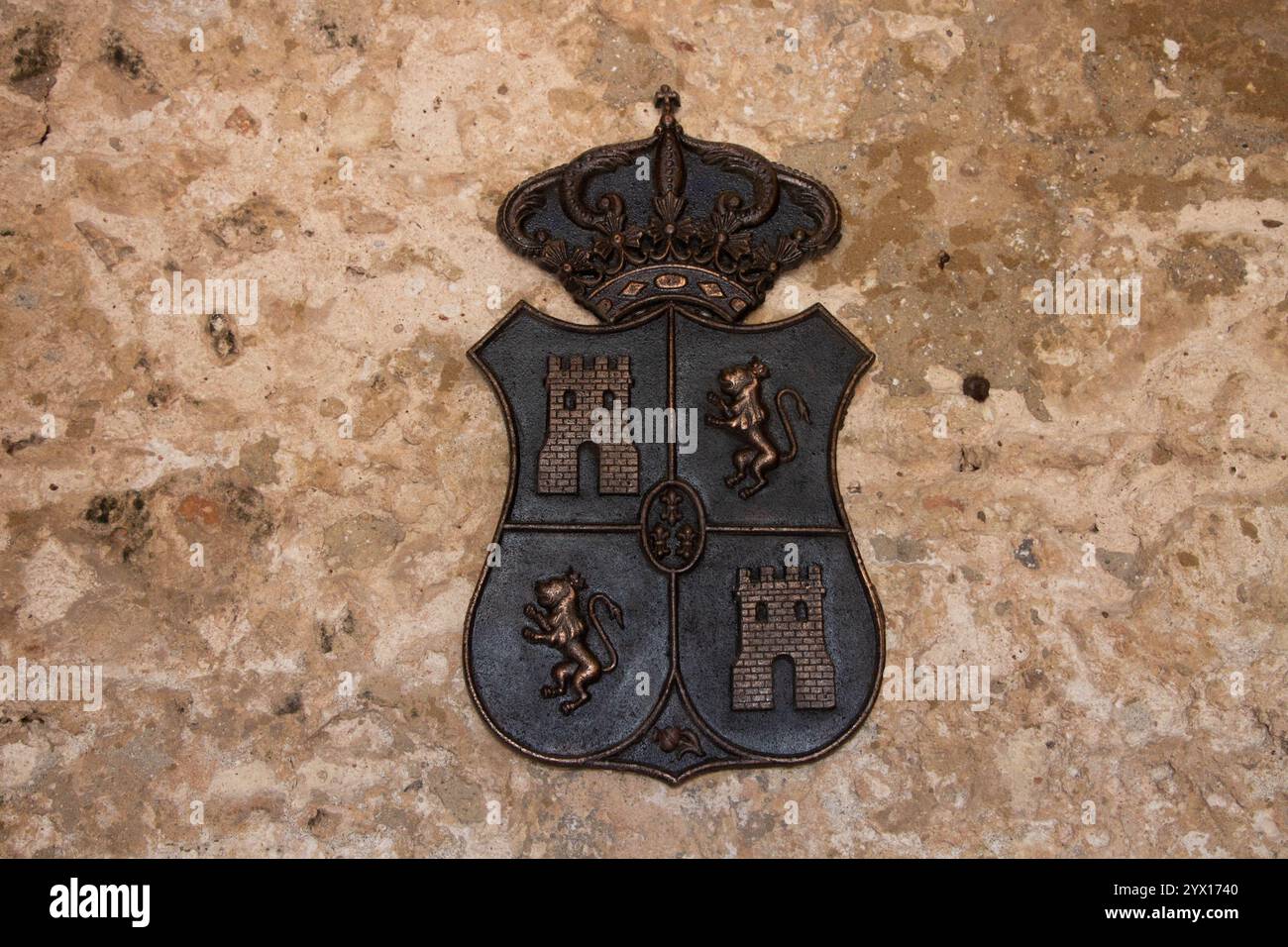 The Spanish coat of arms on the wall of Castillo de Jagua fortress ...