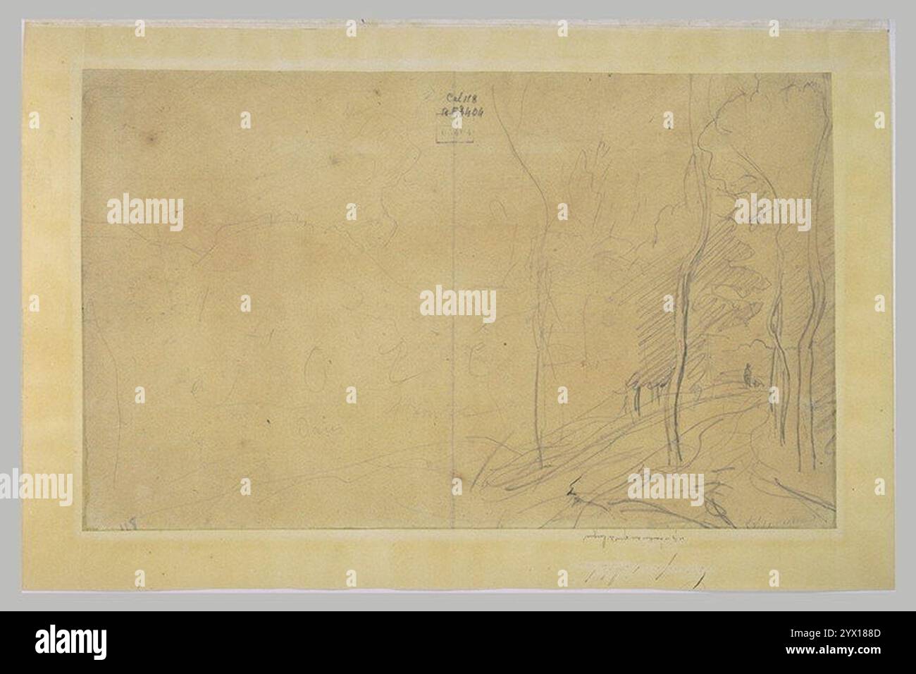 Corot - Croquis d'arbres et annotations manuscrites Stock Photo - Alamy