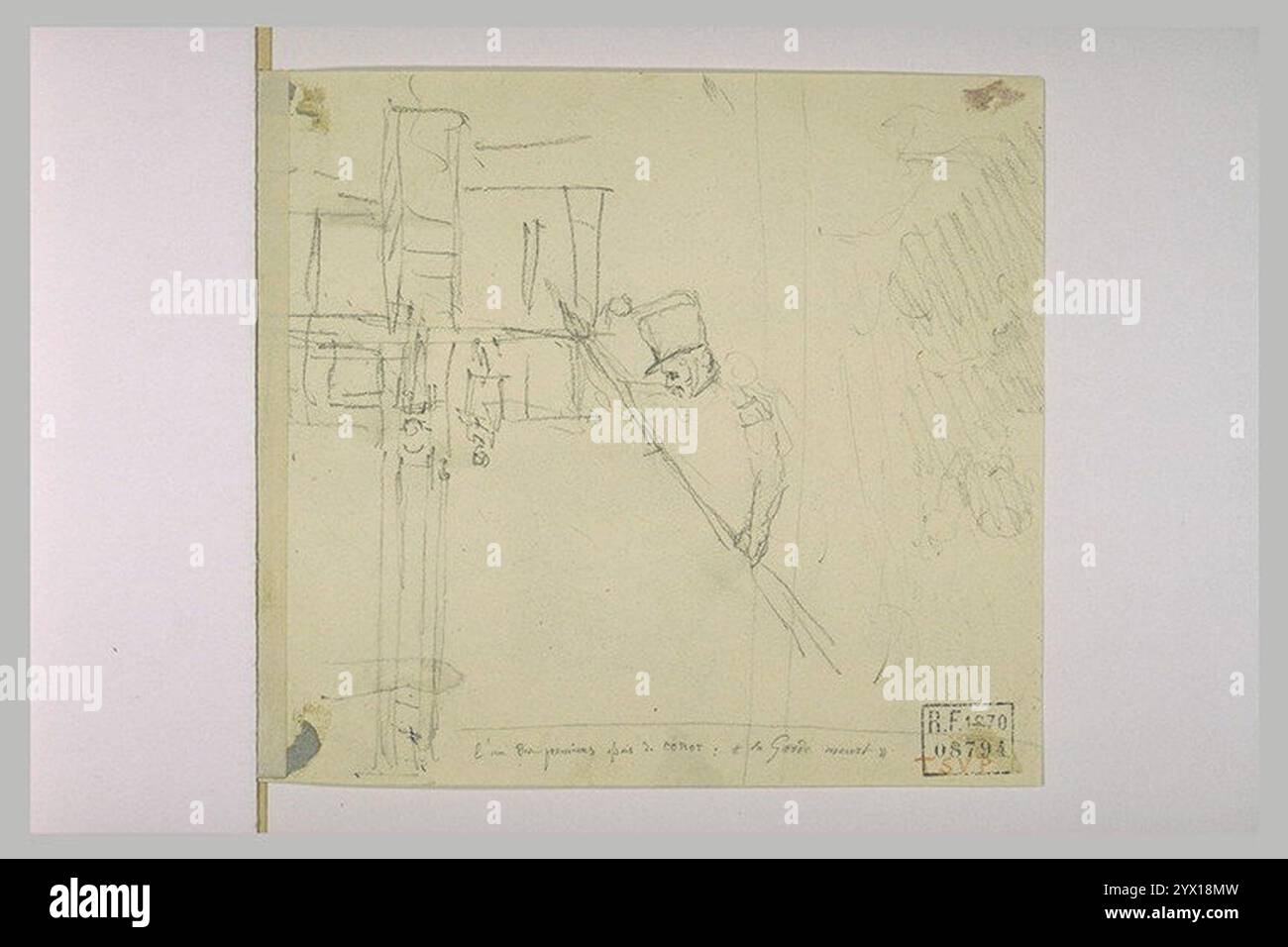 Corot - Figure inachevée de fantassin ; croquis d'un bateau Stock Photo ...
