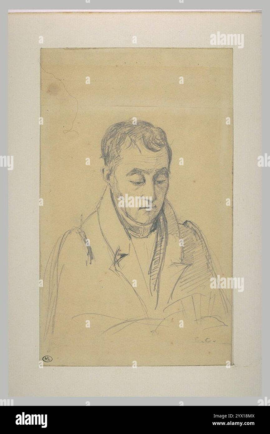 Corot - Figure d'homme rasé, en buste, légèrement tourné vers la droite ...