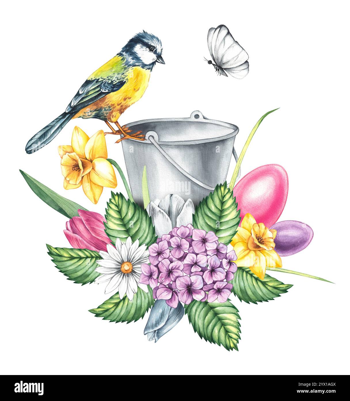 Watercolor Spring Illustration Isolated Farm Stock Photo - Alamy